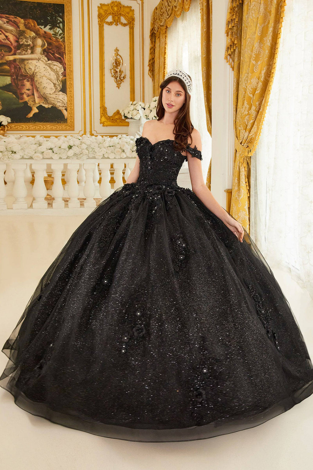Cinderella Divine 15702 Ladivine Off Shoulder Quince Ball Gown | NORMA REED